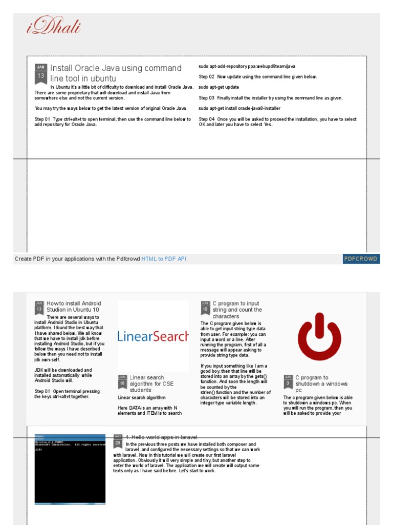 Install Oracle Java Using Command Line Tool in Ubuntu: Create PDF in Your Applications With The ...