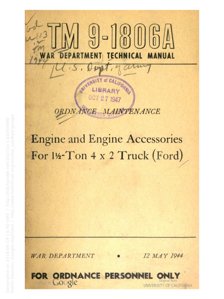 Tm9-1806a Ford G8T 1944 | PDF | Distributor | Piston