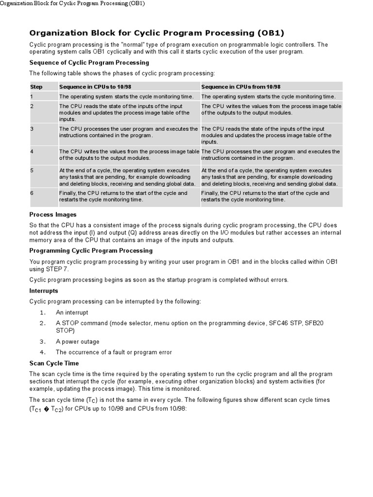 PLC Cycle Time | PDF | Central Processing Unit | Computer Program