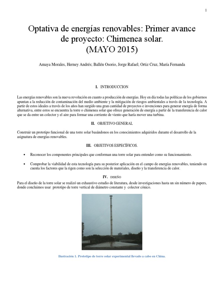 Chimenea Solar - Proyecto | PDF | Energía solar | Calor