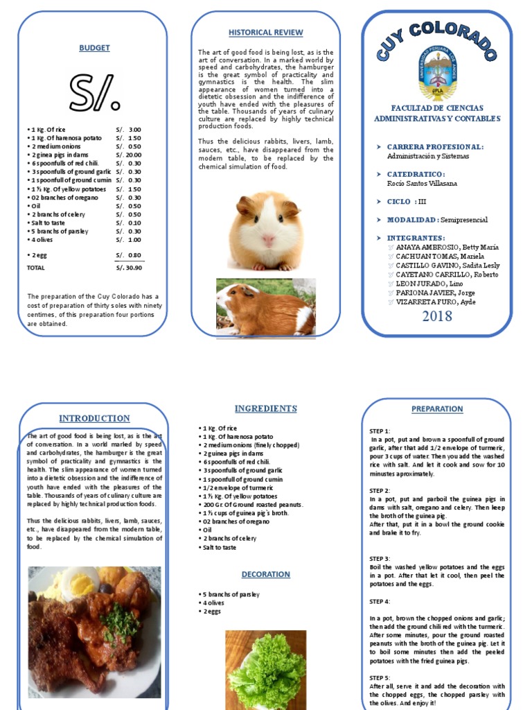 TRIPTICO Ingles III | PDF | Garlic | Foods