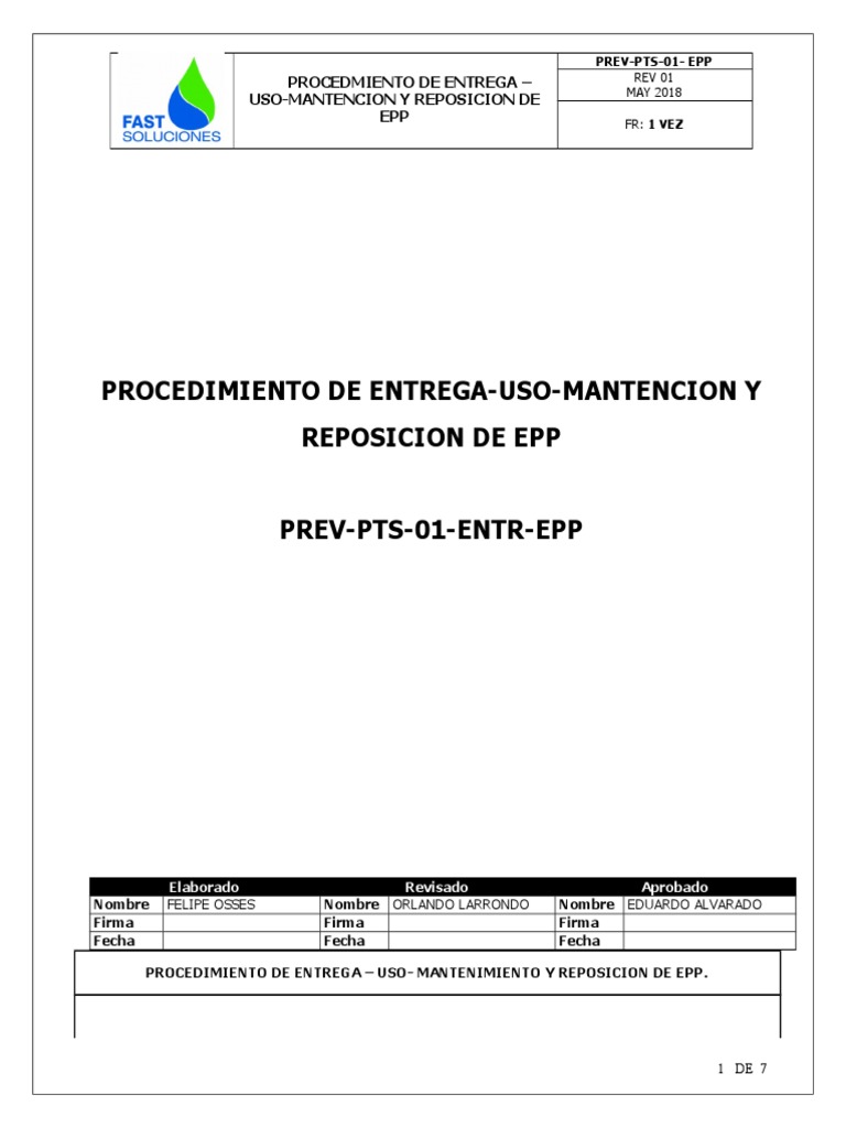 Pts-01-Entrega y Recambio de Epp | PDF