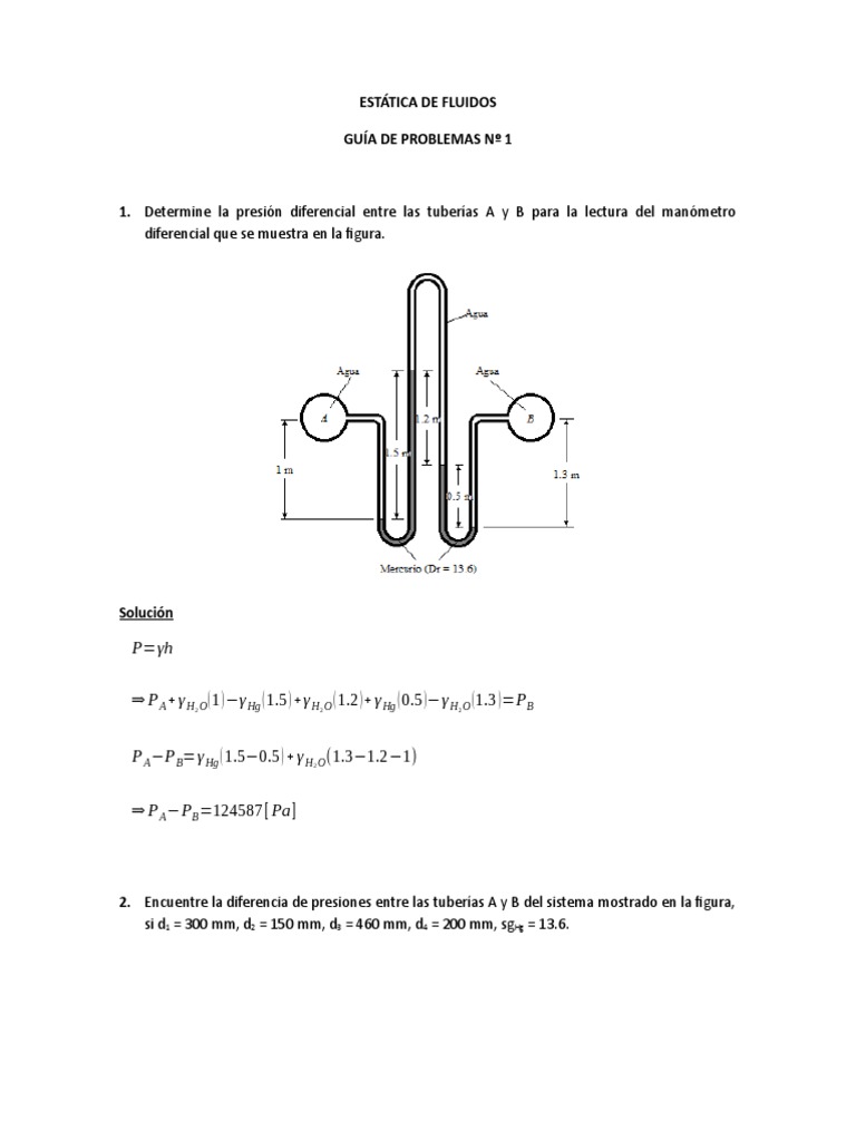 Estatica de Fluidos Ej Resueltos PDF | PDF | Presión | Cantidades fisicas