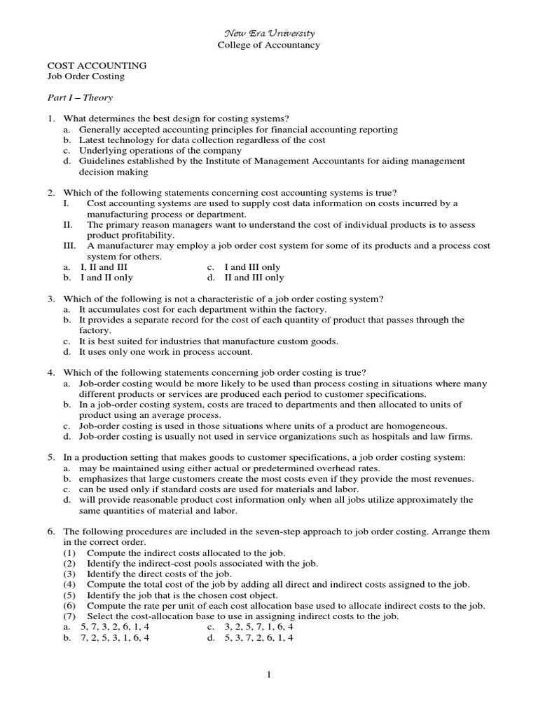 Handout 4 - Job Order Costing PDF | PDF | Debits And Credits | Cost Of ...