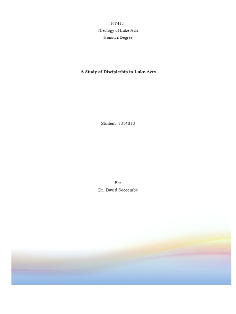 Luke and Discipleship | PDF | Disciple (Christianity) | Acts Of The ...