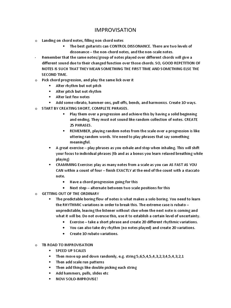 IMPROVISATION | PDF | Rhythm | Chord (Music)