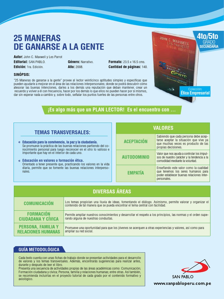 25 Maneras De Ganarse A La Gente John Maxwell Incompleto Pdf
