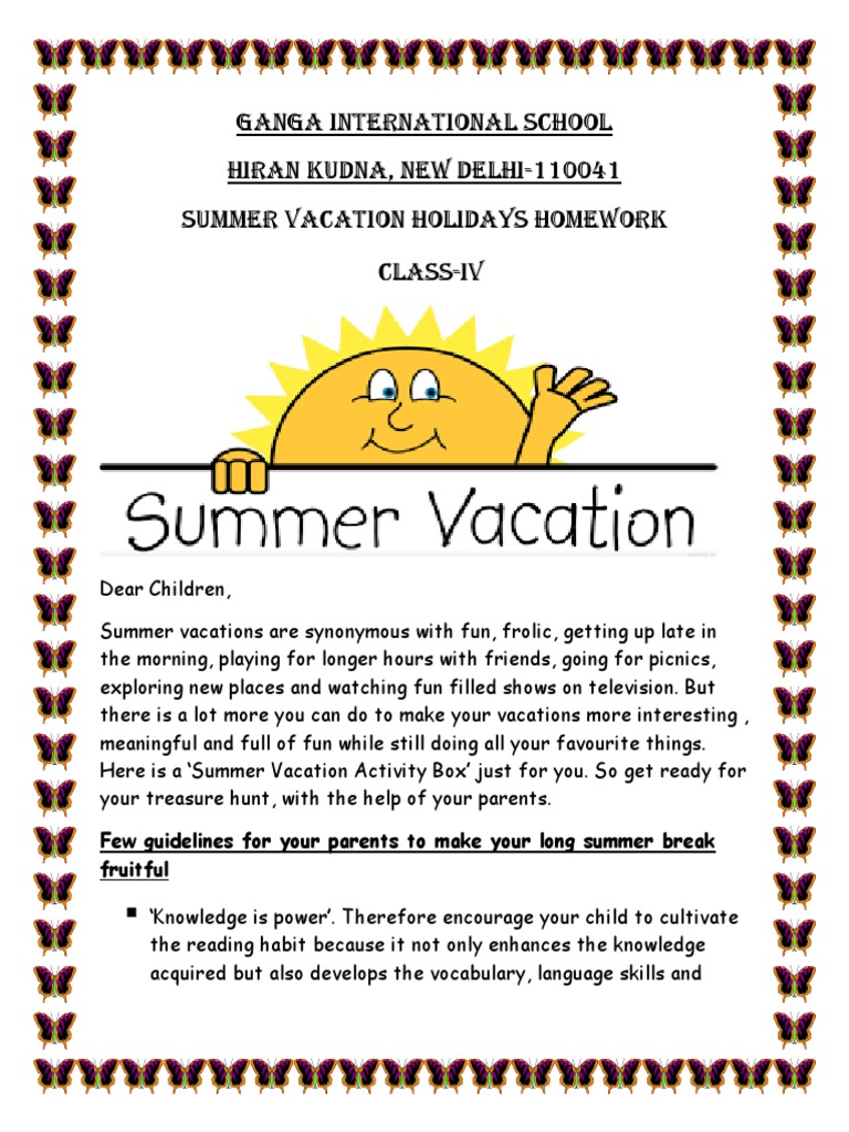 Ganga International School Hiran Kudna, New Delhi-110041 Summer ...