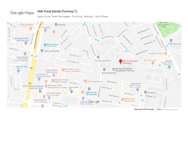 SMK Pusat Bandar Puchong (1) - Google Maps | PDF