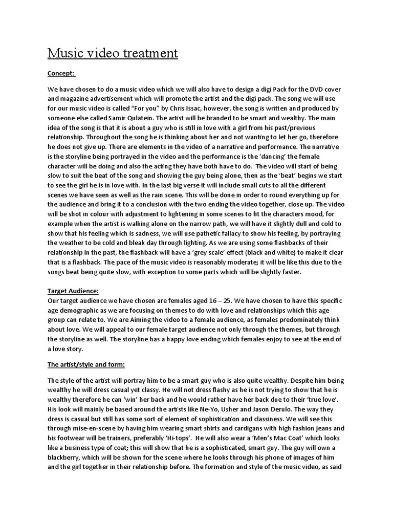 Music Video Treatment | PDF