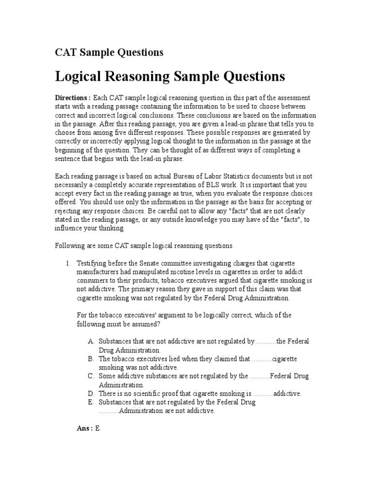 CAT Logical Reasoning Sample Questions | PDF | Traffic Collision | Argument