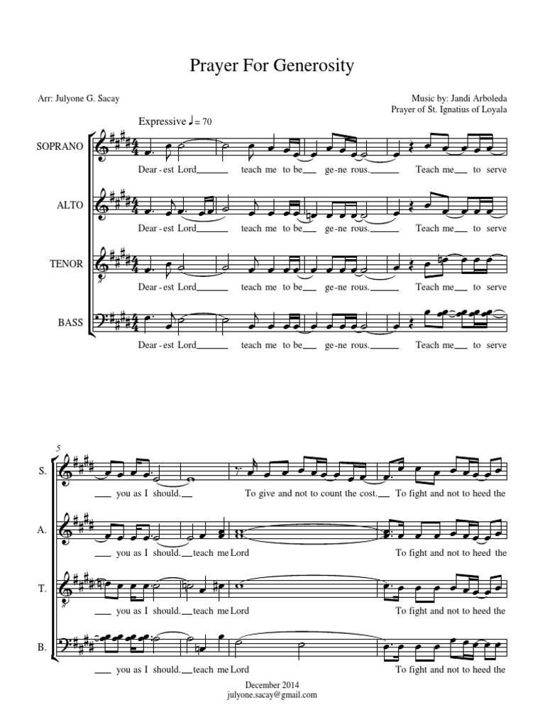 Prayer For Generosity (Acapella) | PDF
