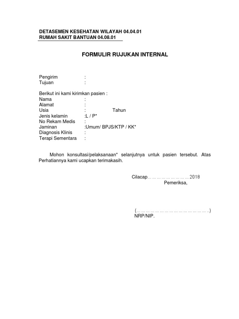 Formulir Rujukan Internal | PDF