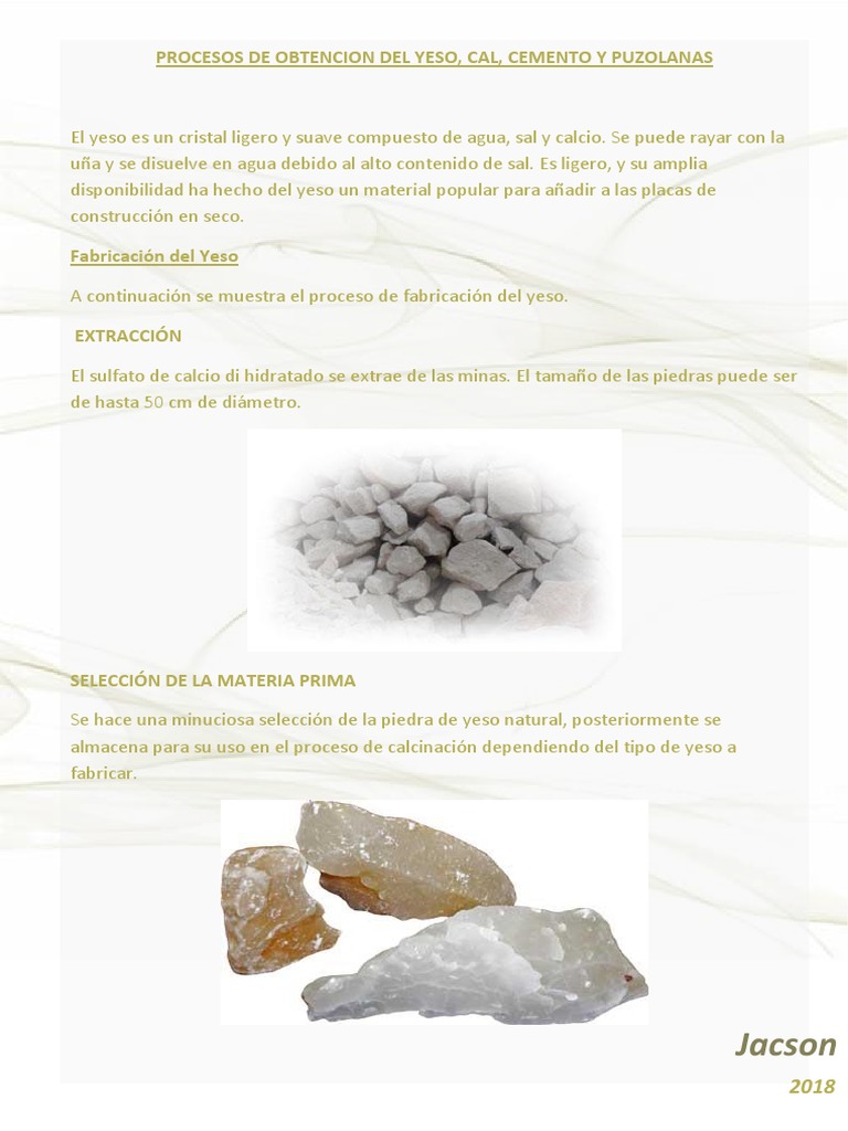Jacson: Procesos de Obtencion Del Yeso, Cal, Cemento Y Puzolanas | PDF ...