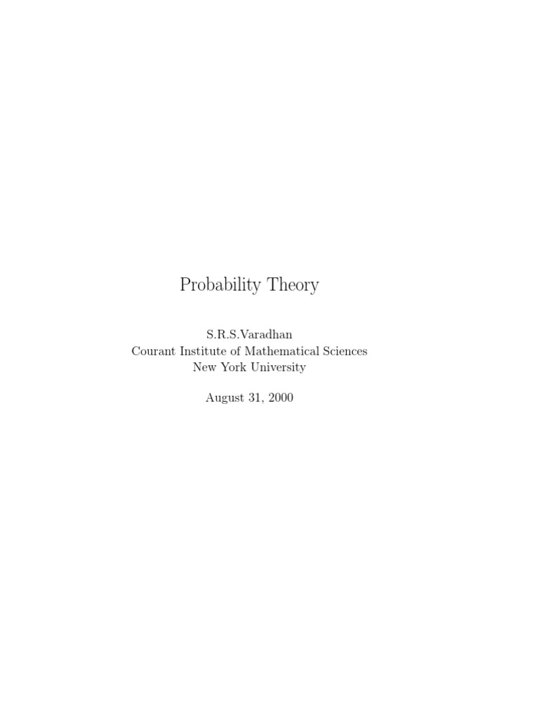 (Courant Lecture Notes in Mathematics 7) S. R. S. Varadhan-Probability ...