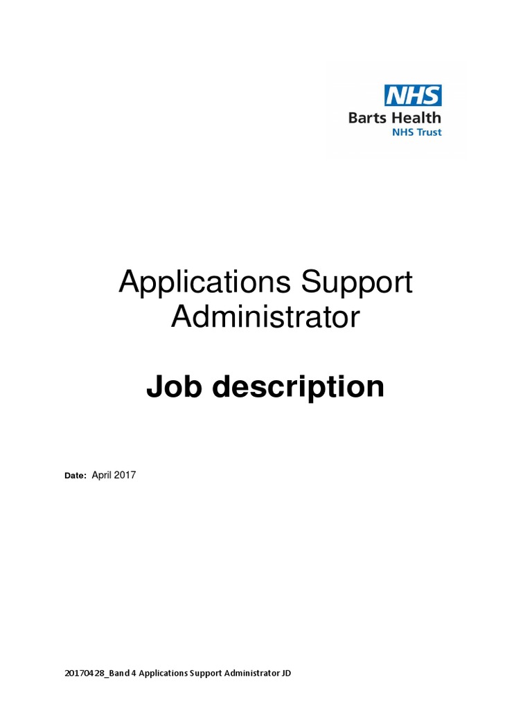 Job Description and Person Specification Band 4 Applications Support ...