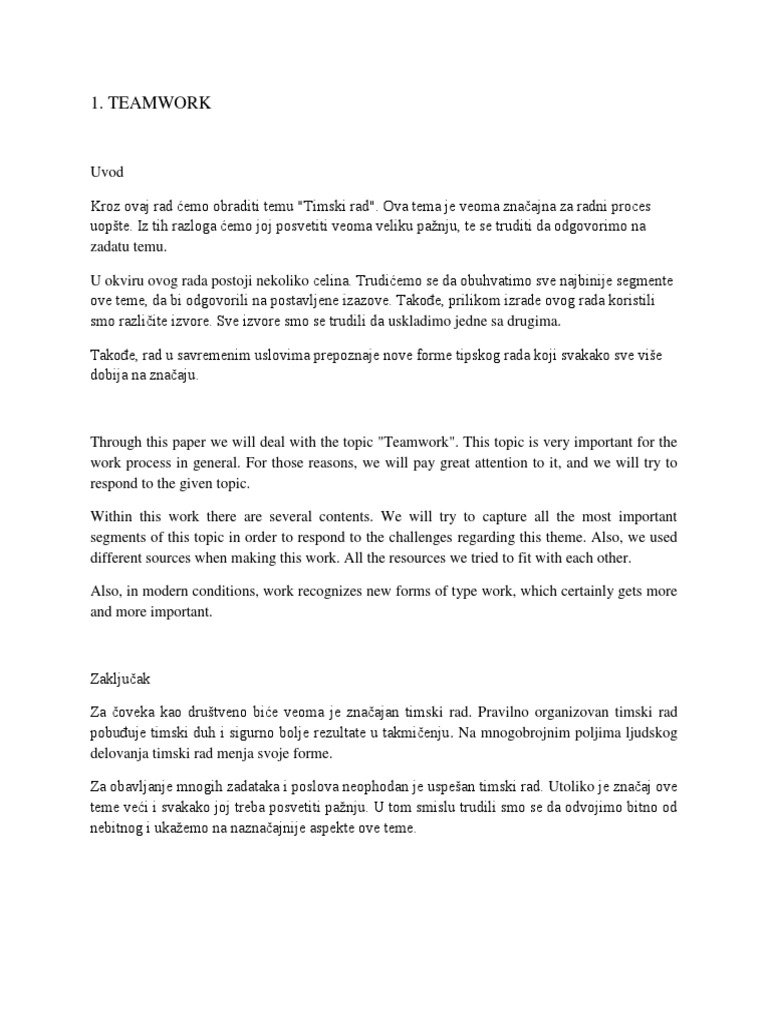 Teamwork | PDF