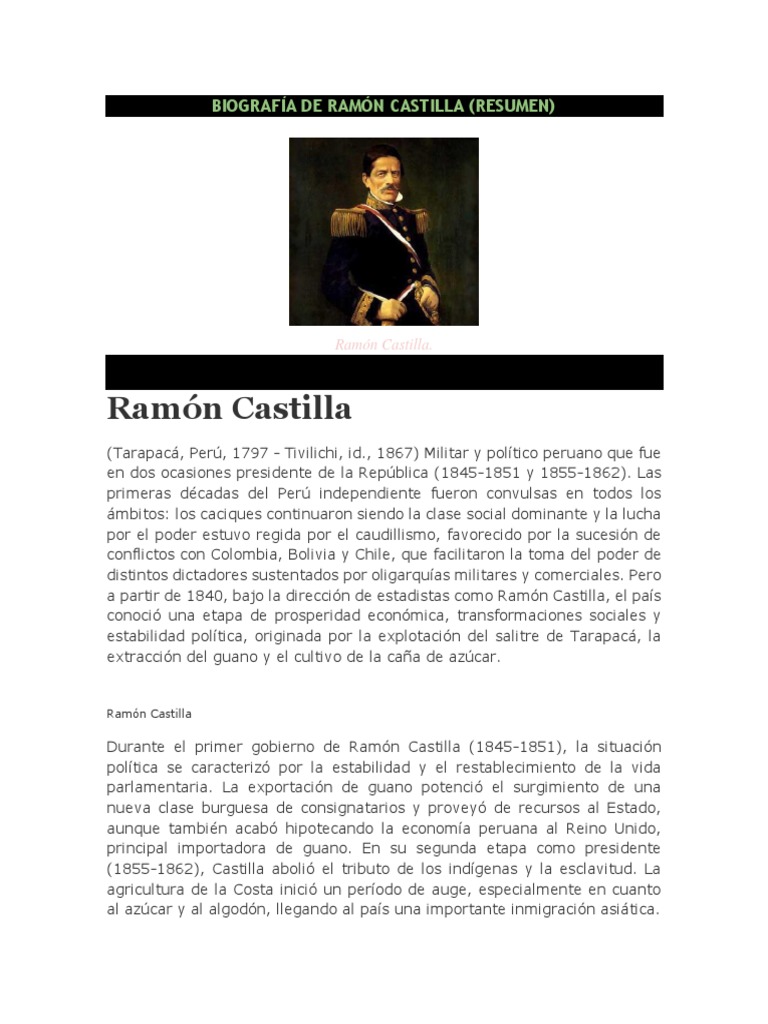 Ramon Castilla | PDF | Perú | Agitación