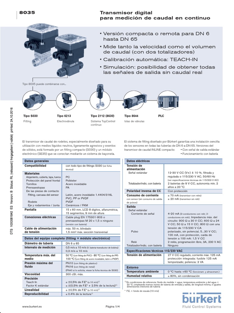 Transmisor de Caudal Digital Bürkert 8035 | PDF | Relé | Electrónica