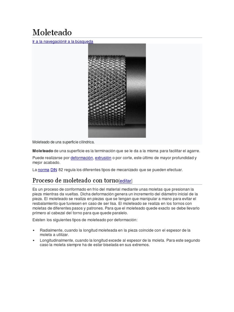 Moleteado | Procesos industriales | Metalurgia