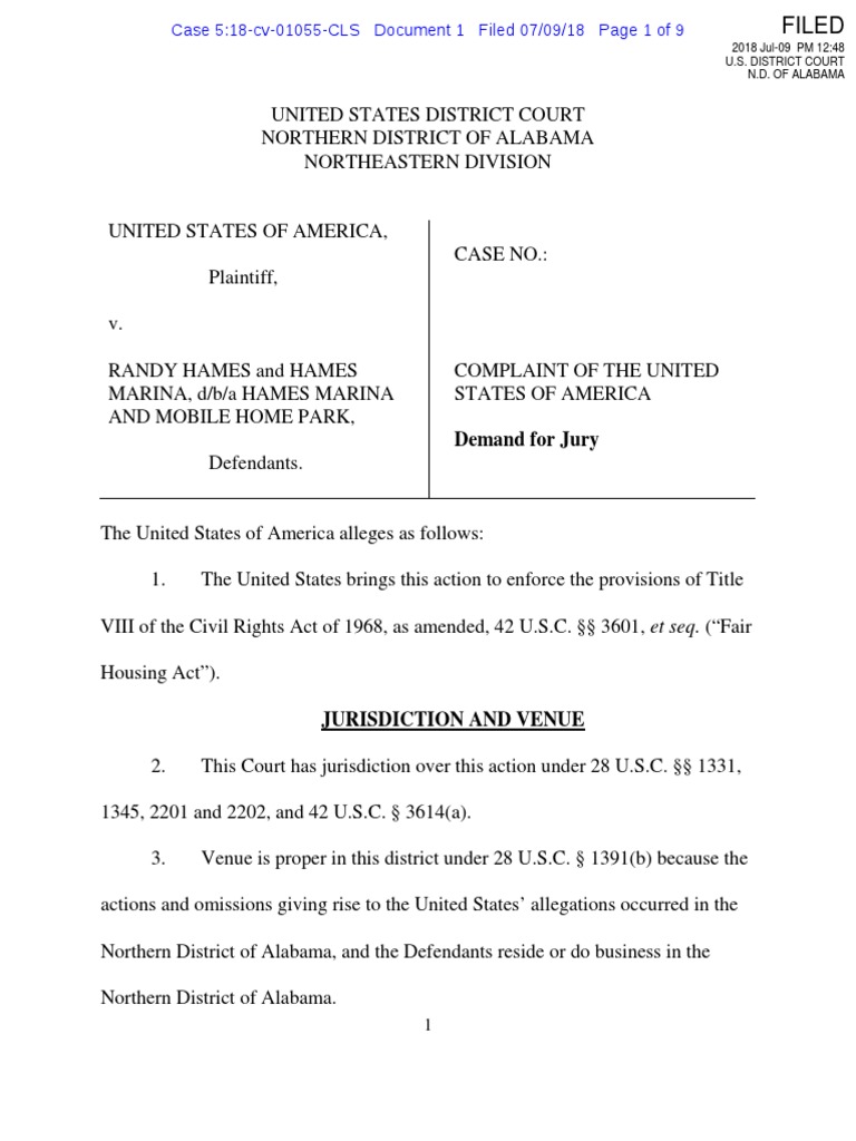 Randy Hames Complaint | PDF | Housing Discrimination (United States ...