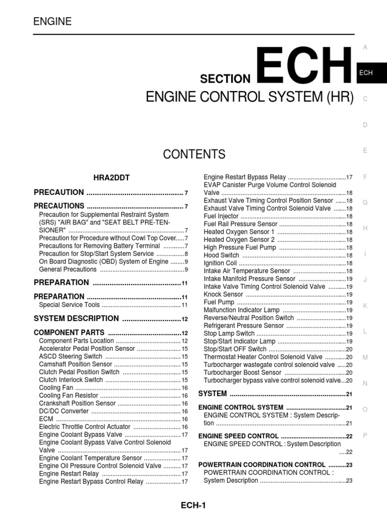 Nissan Engine Control DTC Overview | PDF | Turbocharger | Throttle