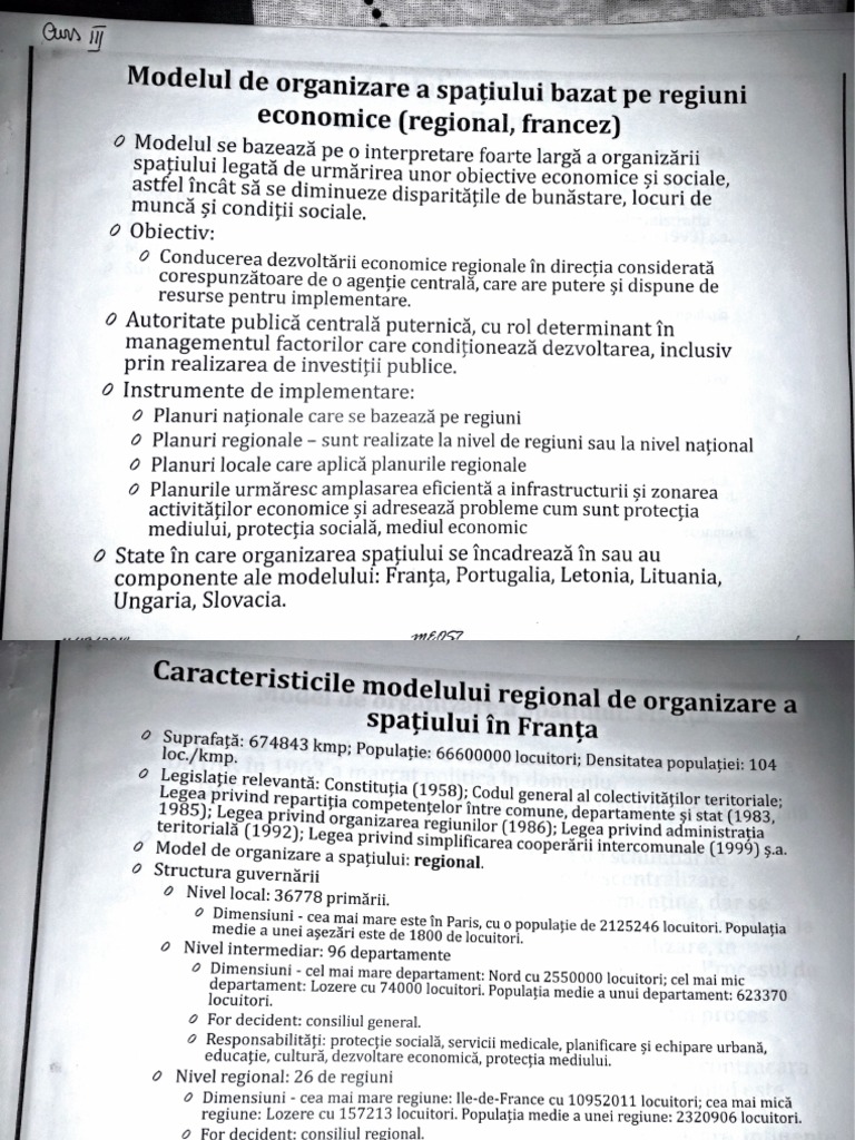 Cursuri 3, 4 Modele Europene de Organizare A Spatiului | PDF