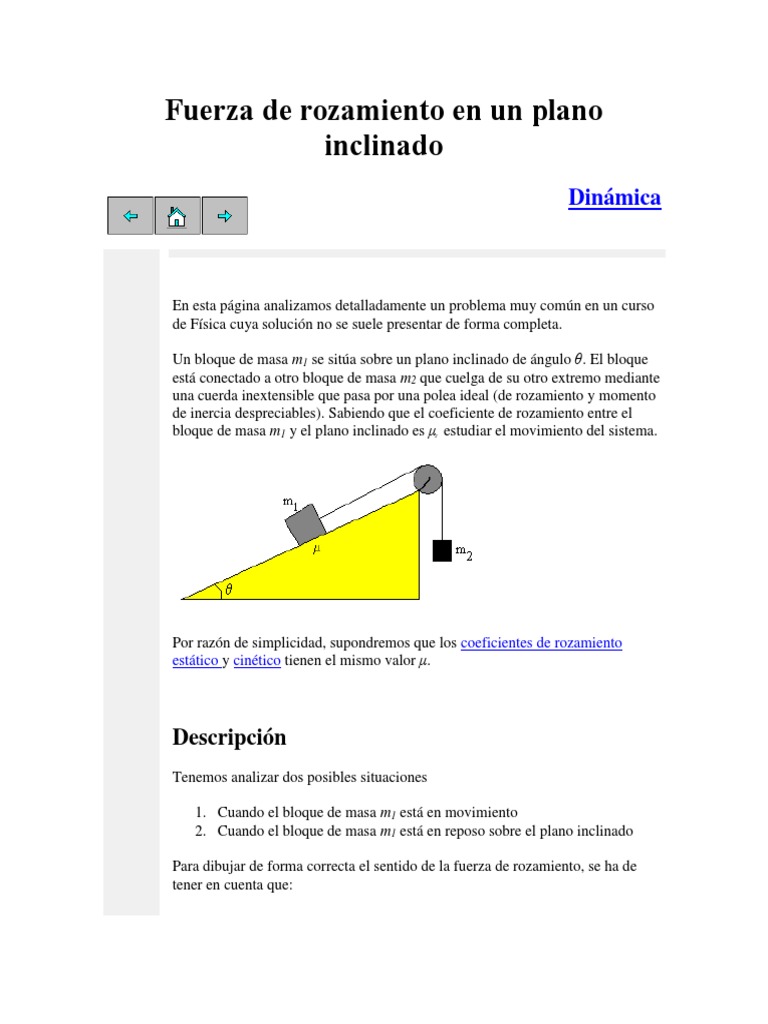 DINAMICA... Fuerza de Rozamiento en Un Plano Inclinado | PDF | Fricción ...