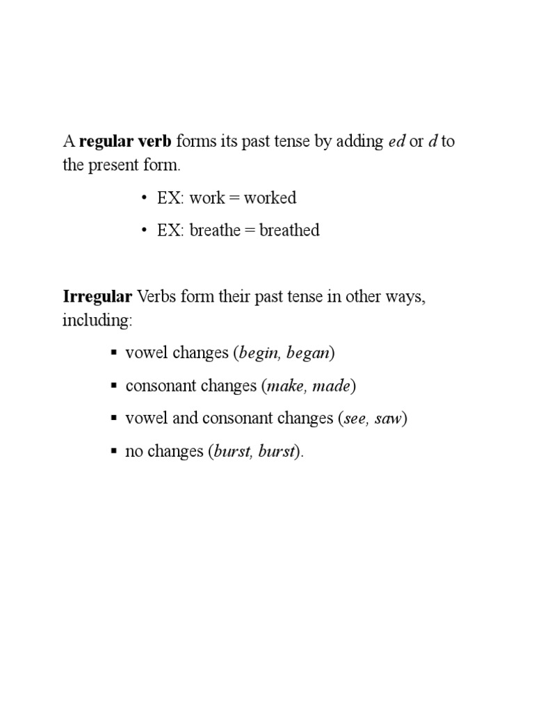 Regular and Irregular Verb Tenses | PDF