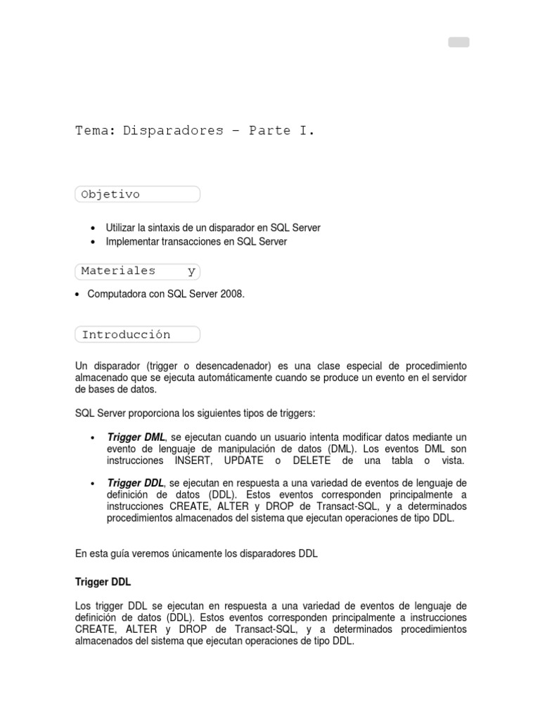 Guia Triggers | PDF | Servidor SQL de Microsoft | SQL