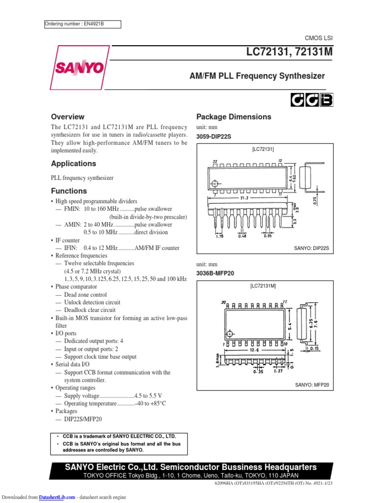 LC72131-AM FM-PLL Frequency Synthesizer-Denon's Tuners | PDF | Input ...