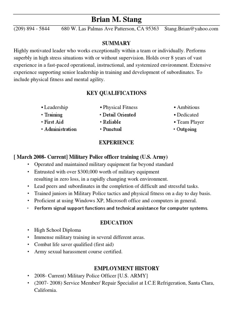 Brian Stang Resume | PDF