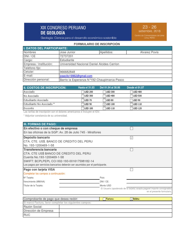Formulario de Inscripciones (Version 1) | Bancos | Bancario