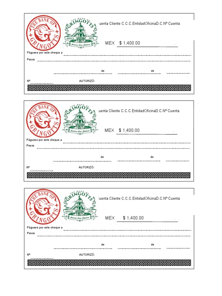 Formato de Cheque Mexicano | PDF | Peso mexicano | Monedas de las Américas