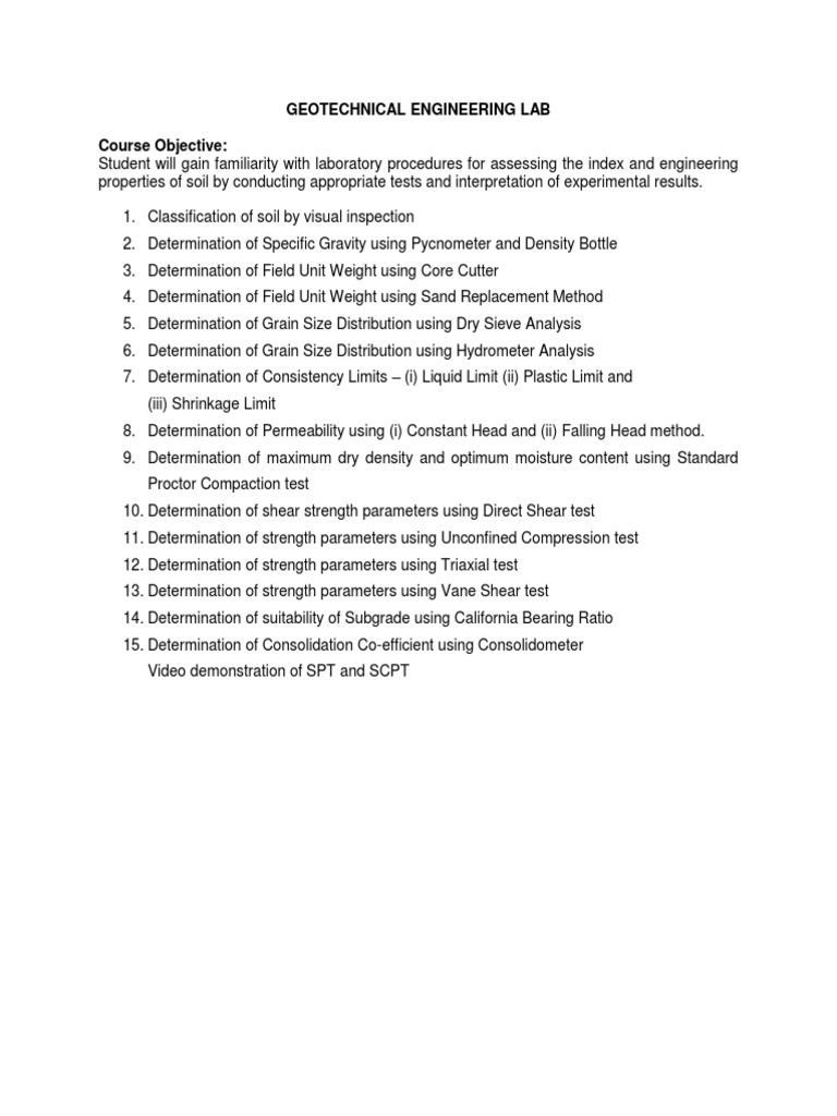 Geotechnical Engineering Lab | PDF