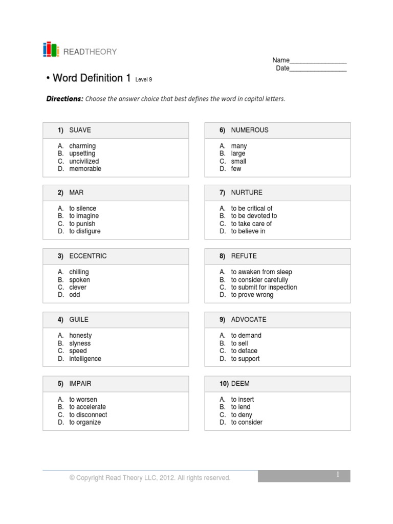 Level 9 Word Definition 1 | PDF | Cognitive Science