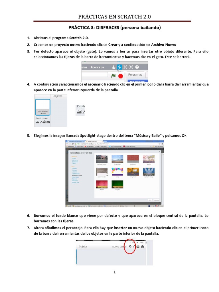 Práctica 3 Scratch Disfraces | PDF | Scratch (lenguaje de programación) | Point and Click