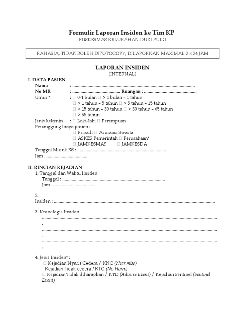 Formulir Laporan KDT, KNC | PDF