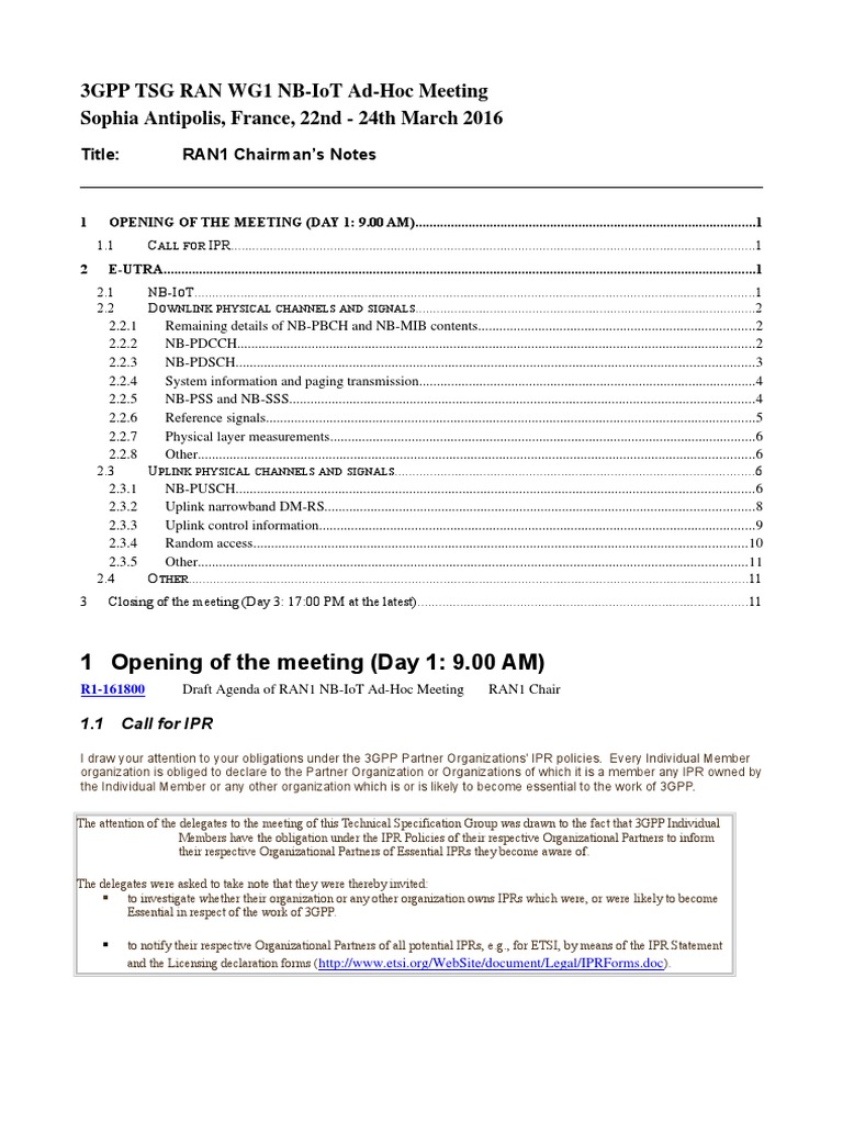 RAN1 NB-IoT Meeting Notes March 2016 | PDF | Lte (Telecommunication ...