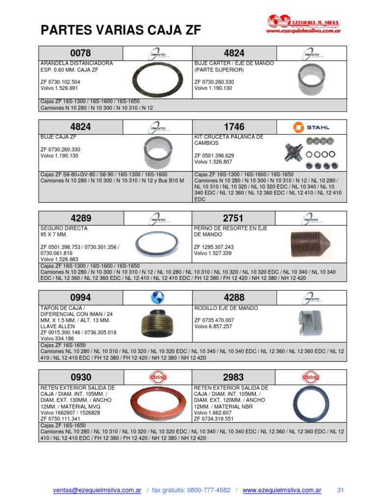 Partes Varias para Cajas ZF y Eaton | PDF | Tecnología