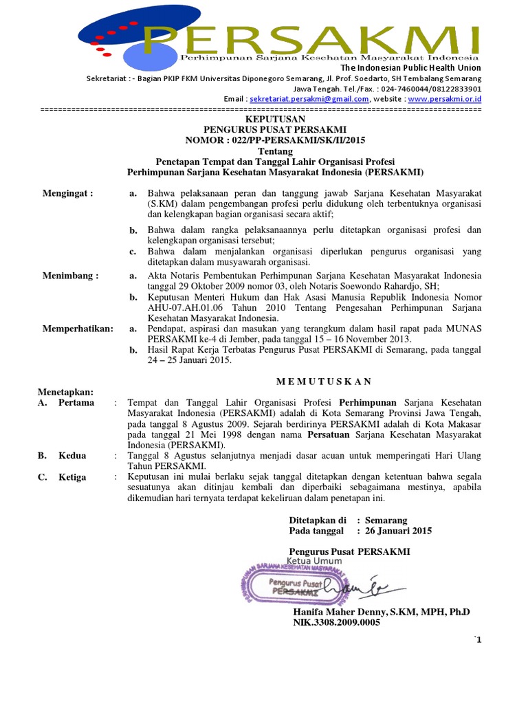 SK Ultah Persakmi | PDF