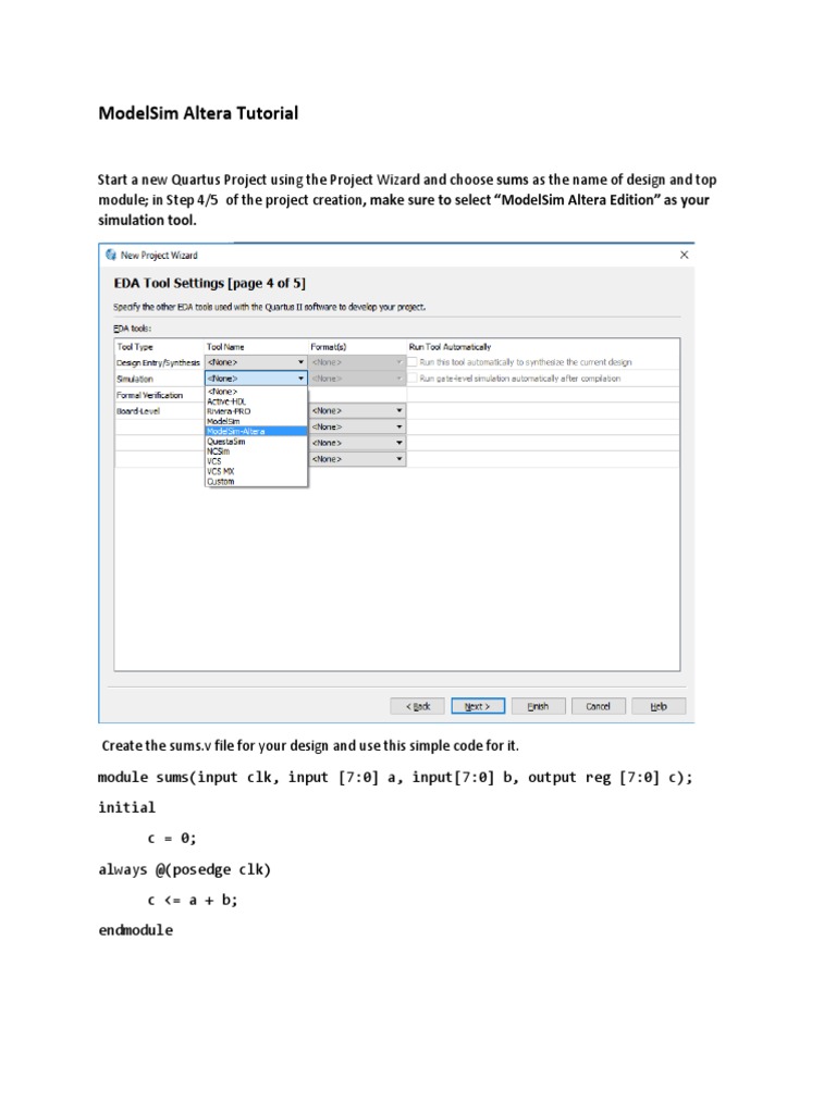 Modelsim Altera Tutorial Simulation Tool Pdf C Programming Language Simulation
