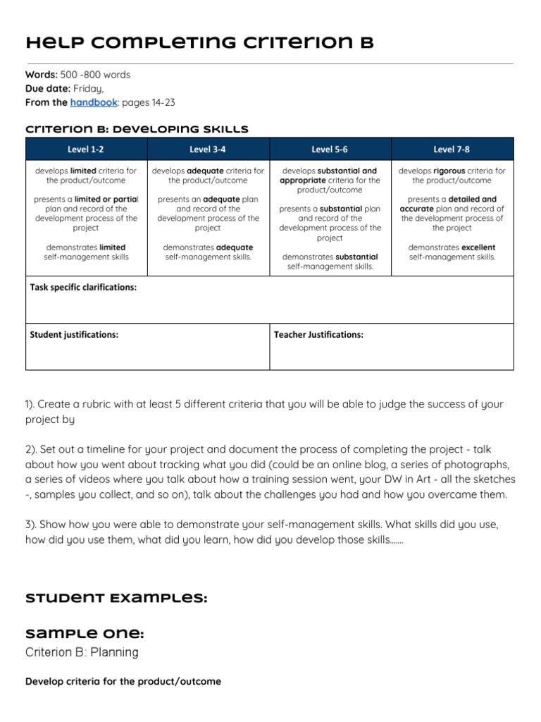 Criterion B Samples | PDF | Goal | Composition (Visual Arts)