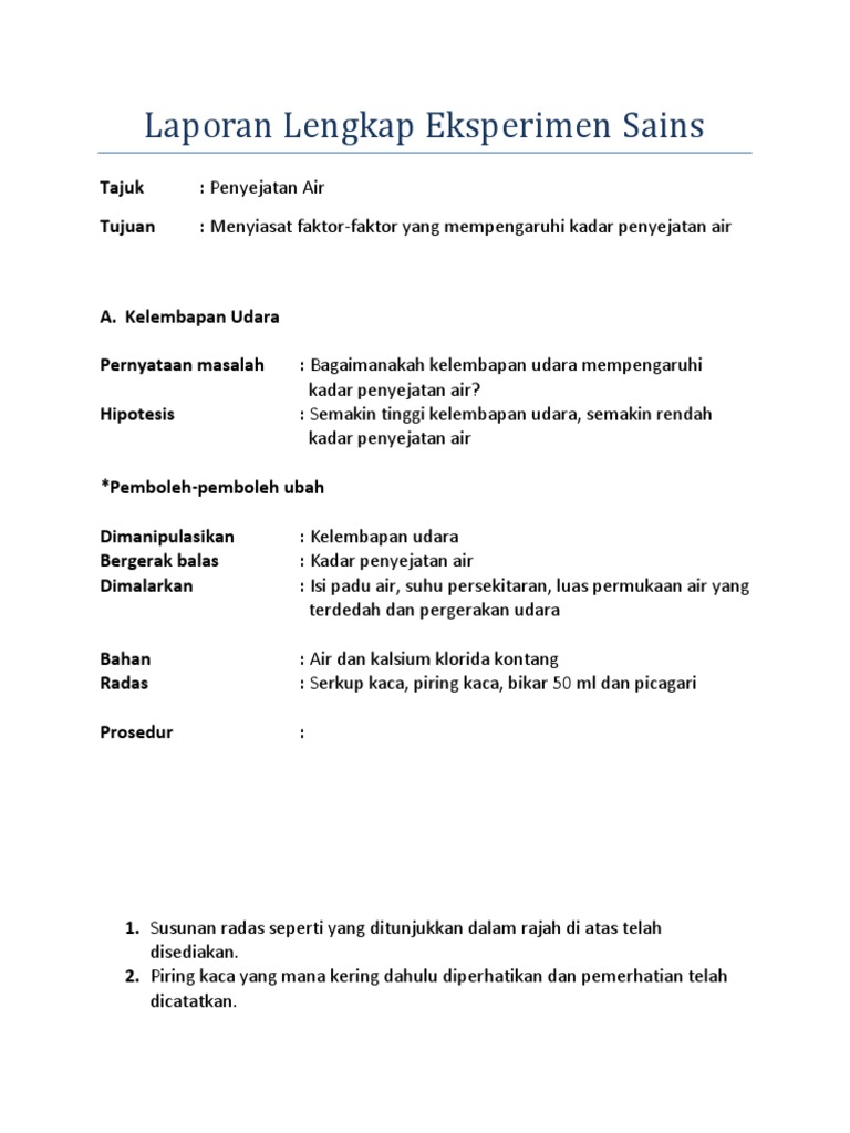 Laporan-Lengkap-Eksperimen Sains Tingkatan 2 | PDF