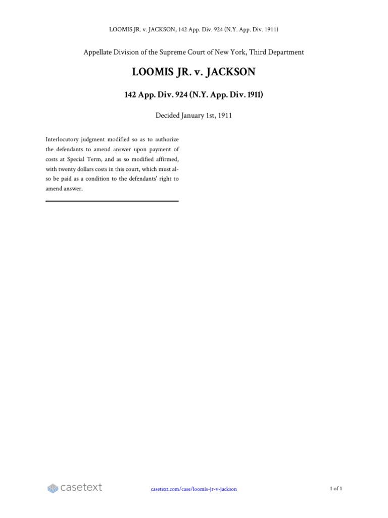 Loomis JR V Jackson | PDF