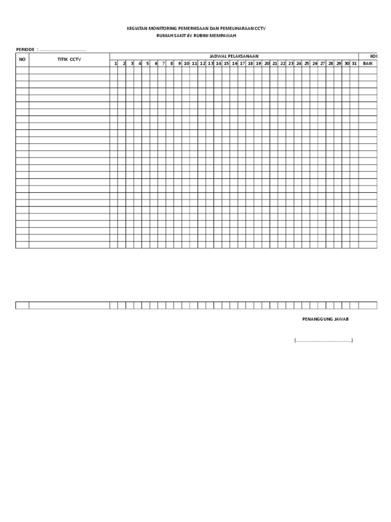 Format Jadwal Pemeriksaan CCTV Di Rs Rubini MPW | PDF