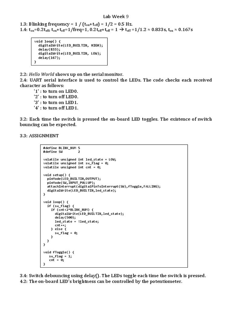Lab Week 9: Void Loop (Digitalwrite (Led - Builtin, High) Delay (833 ...