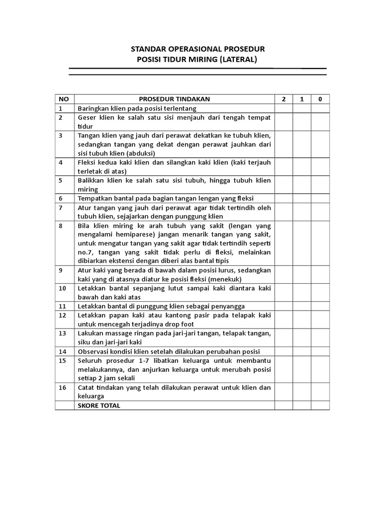 Sop Posisi Tidur Miring (Lateral) | PDF