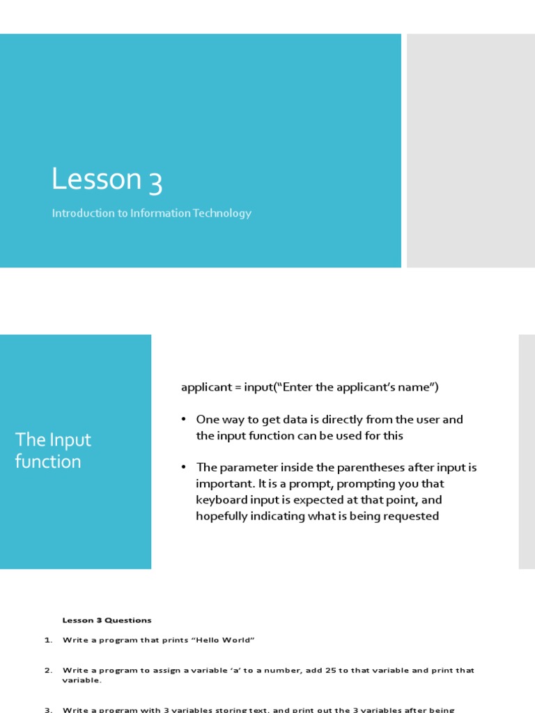 Lesson 3: Introduction To Information Technology | PDF