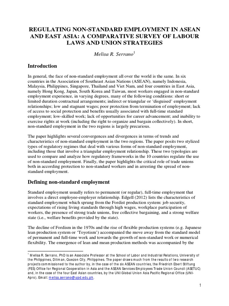 Regulating Nonstandard Employment in ASEAN East Asia Final RDW 2015 ...